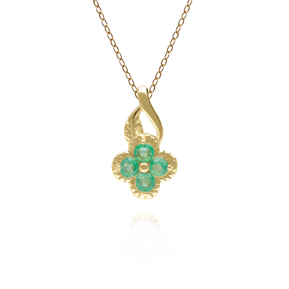 9K Gold Emerald Floral Vine Pendant – GemondoTh