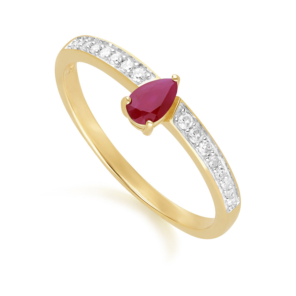 9K Gold Pear Ruby & Diamond Classic Engagement Ring – GemondoTh