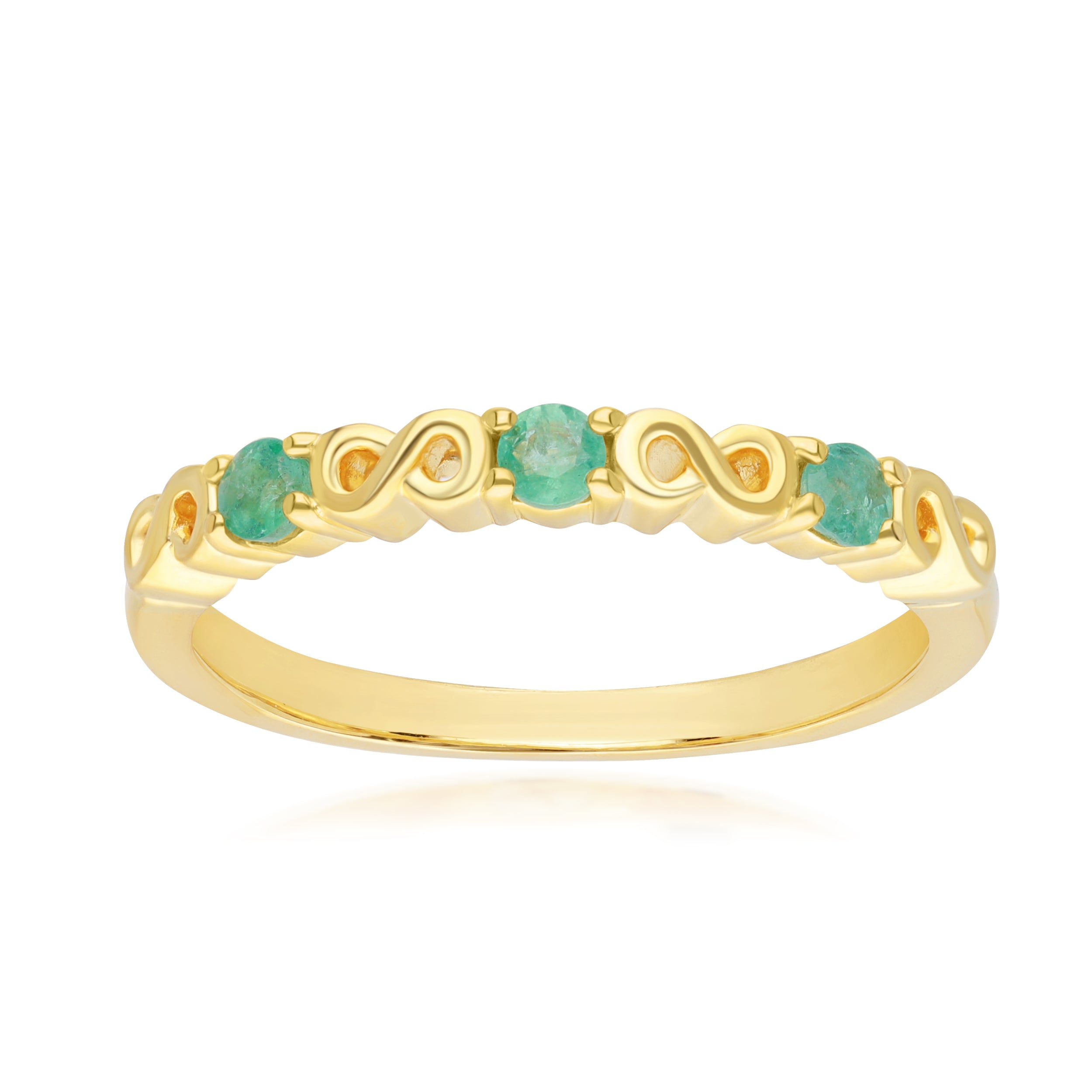 Yellow Gold Plated 925 Sterling Silver Round Emerald Infinity Stackabl – GemondoTh