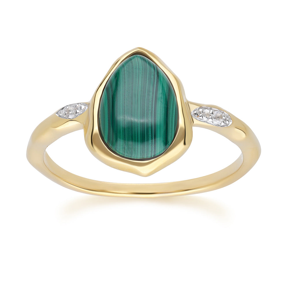 Irregular: แหวนเงิน 925 Sterling Silver ประดับมาลาไคต์ (Malachite) ทรง – GemondoTh