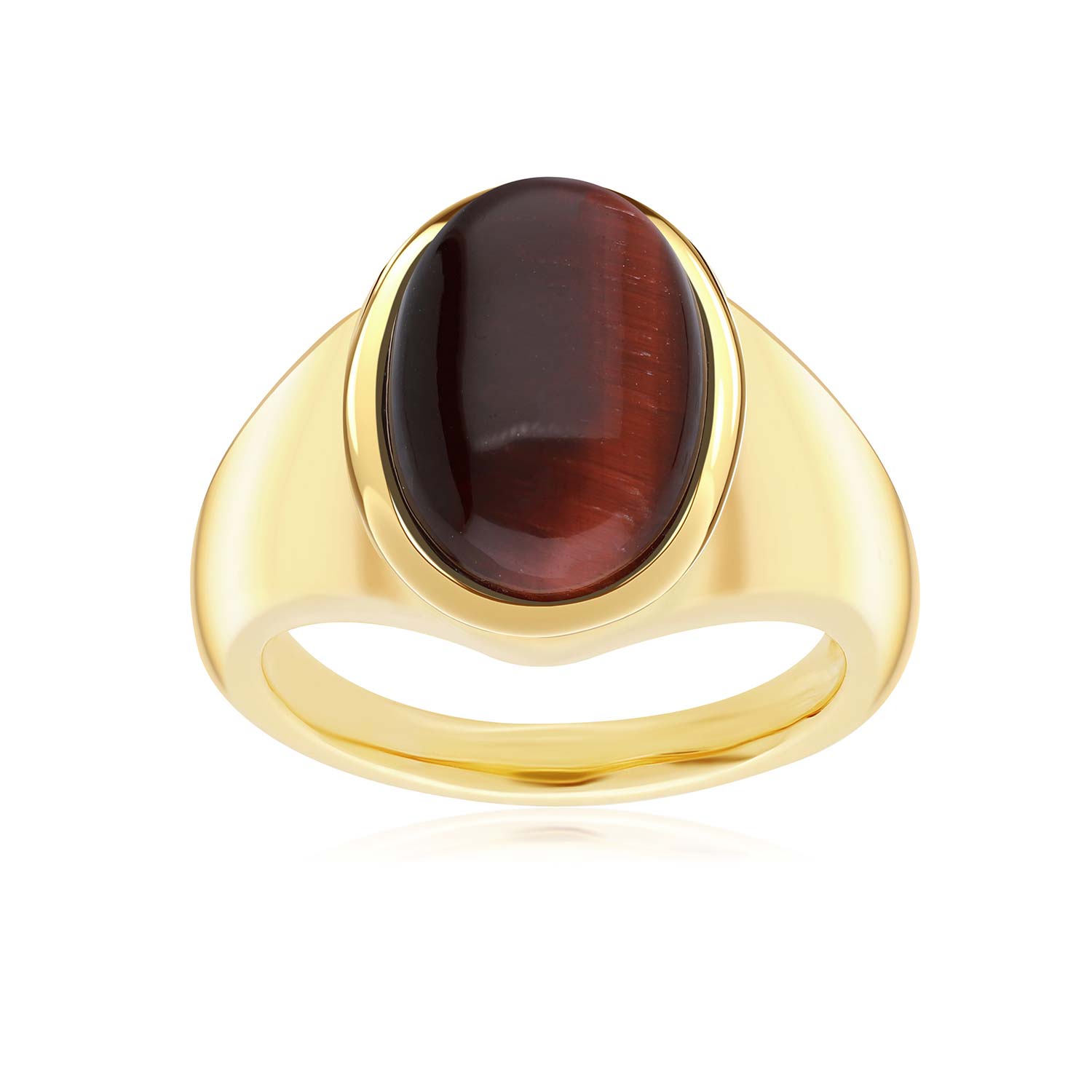 Gold Vermeil Red Tiger Eye Classic Oval Signet Ring – GemondoTh
